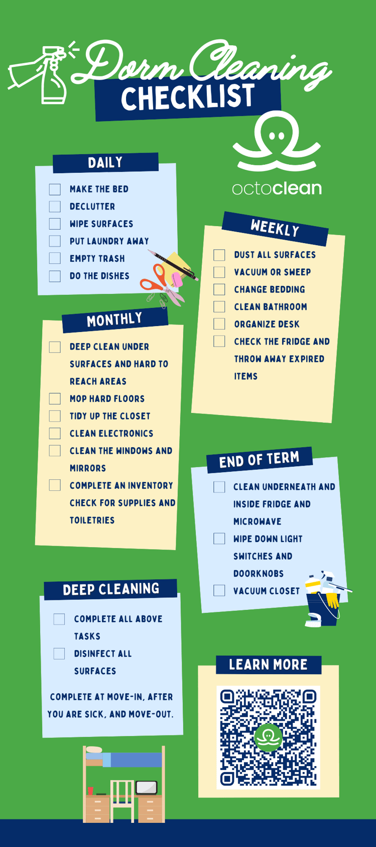 Dorm Room Cleaning Checklist